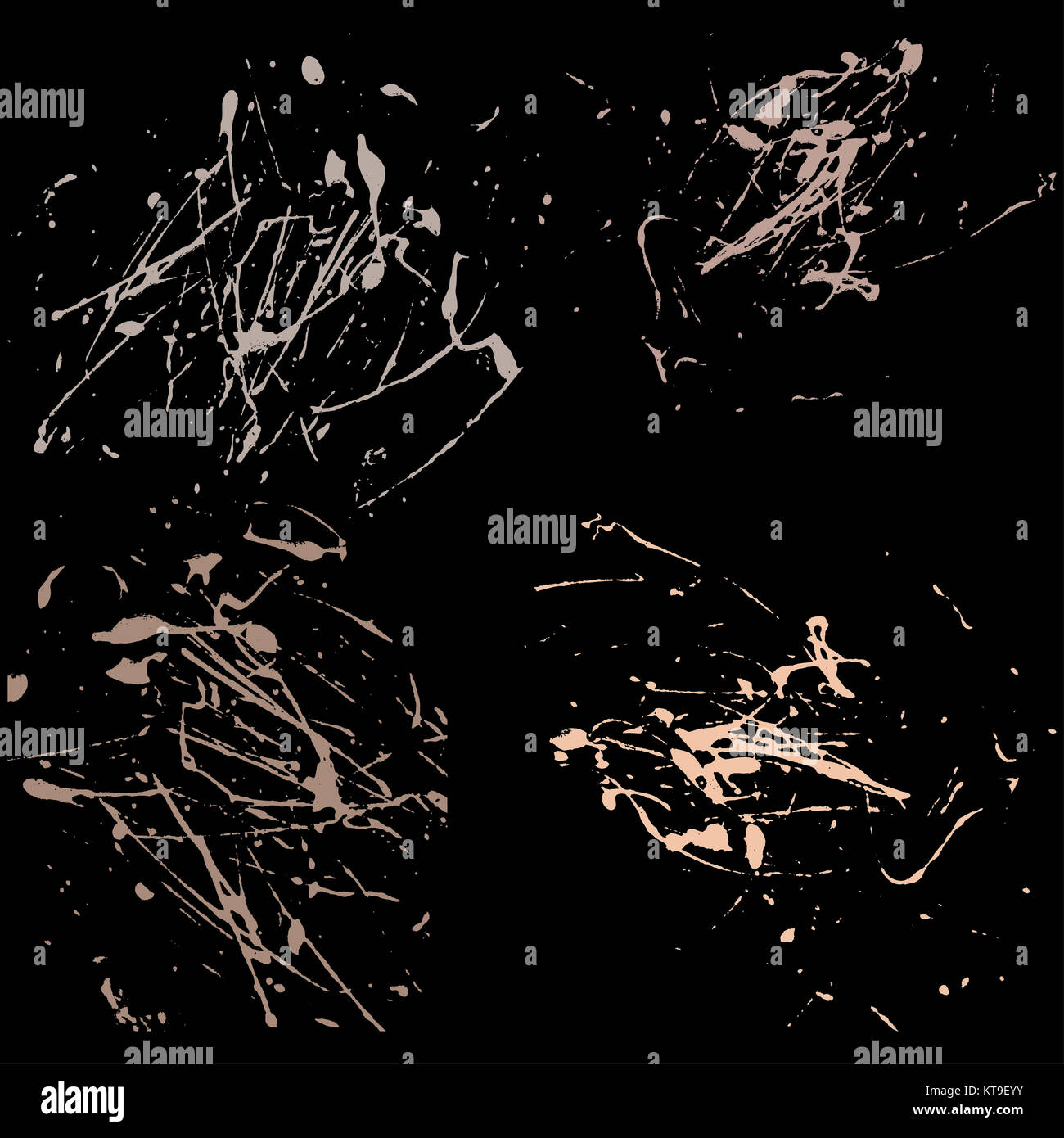 Vector splatter paint abstract on black background set hand draw Stock ...
