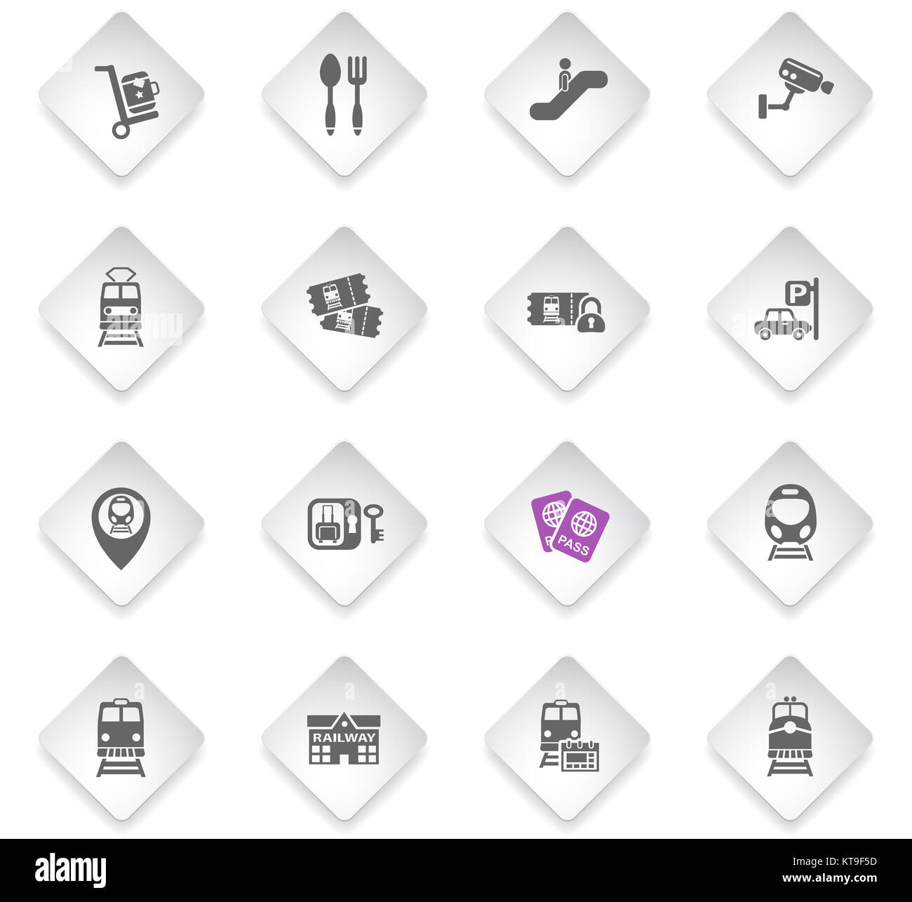 railway station icon set Stock Photo - Alamy