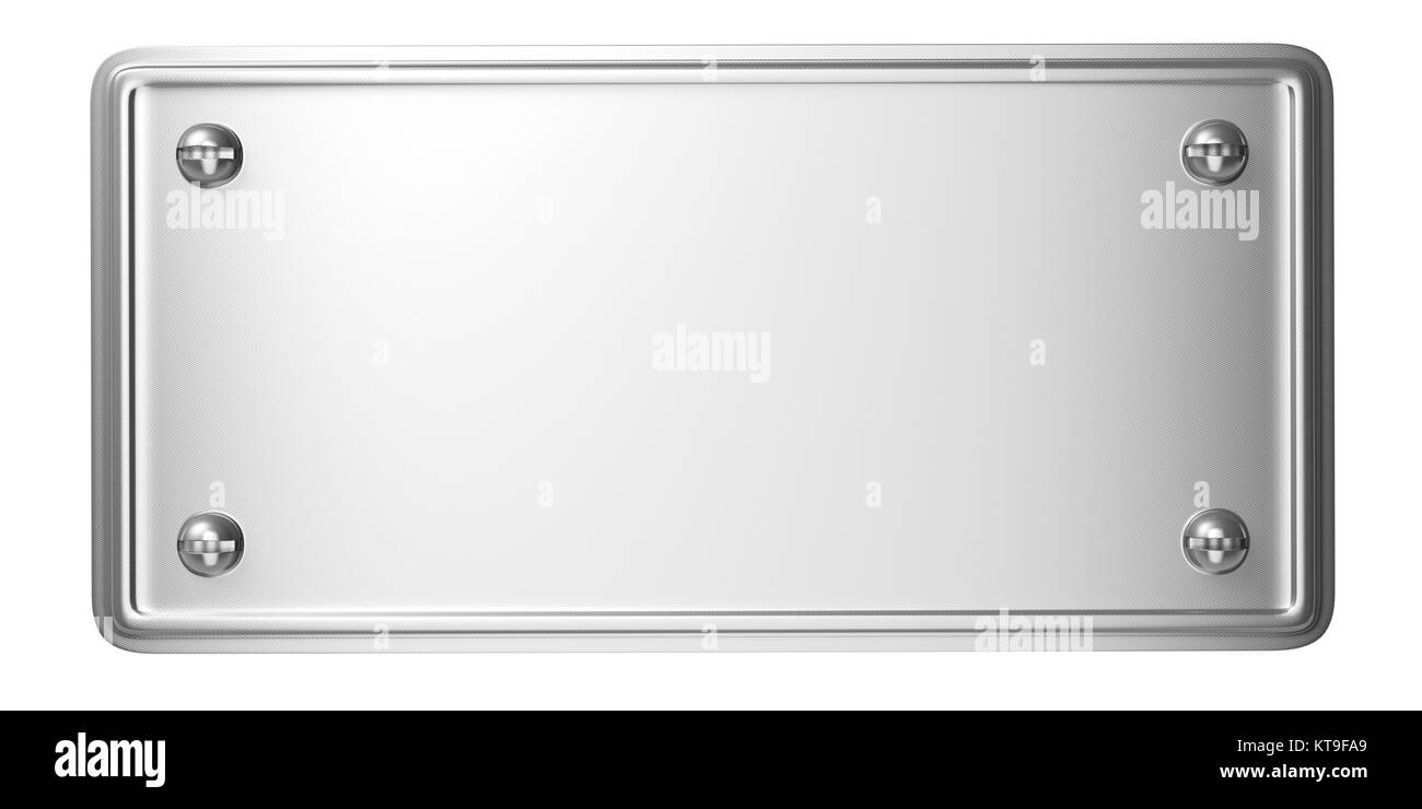 Metal steel plate with screws isolated on white background. 3d ...