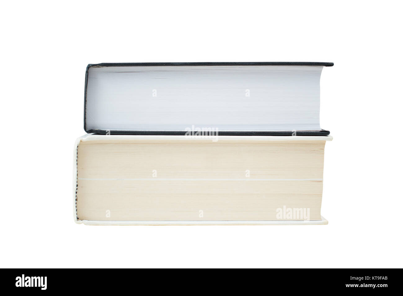 Two hardcover books on each other isolated on white background. White ...