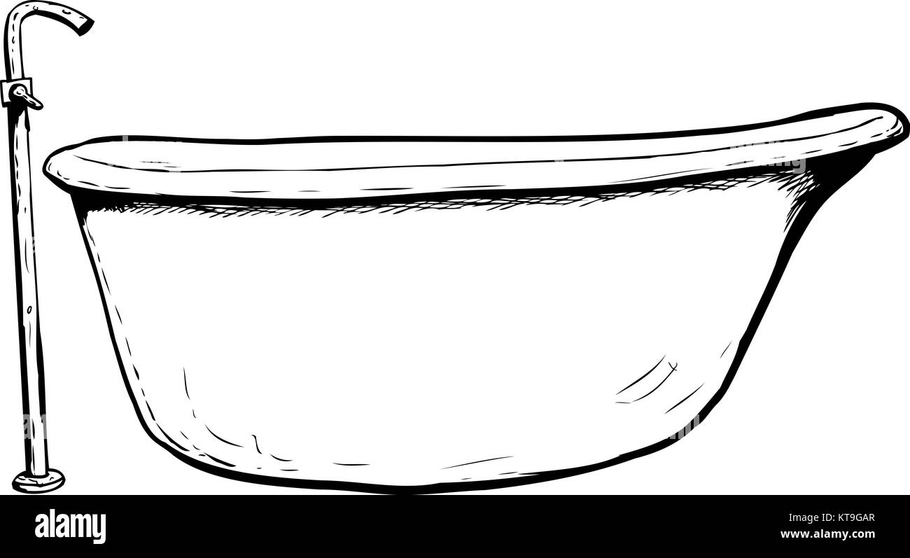 Outlined side view on bath tub Stock Photo - Alamy