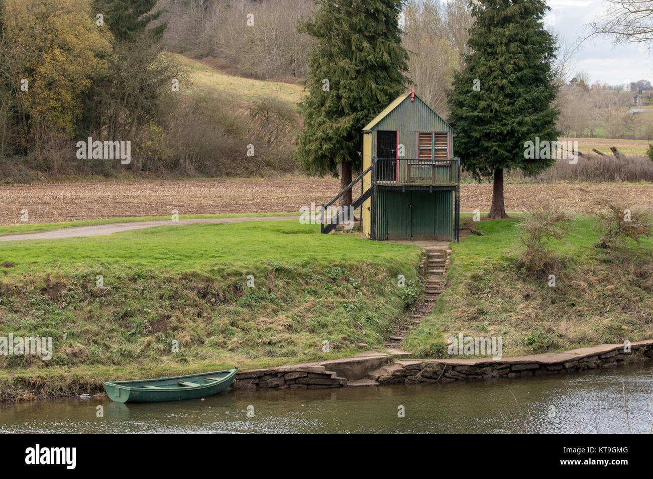 Salmon Fishing Hut on River Wye, Herefordshire, UK Stock Photo - Alamy