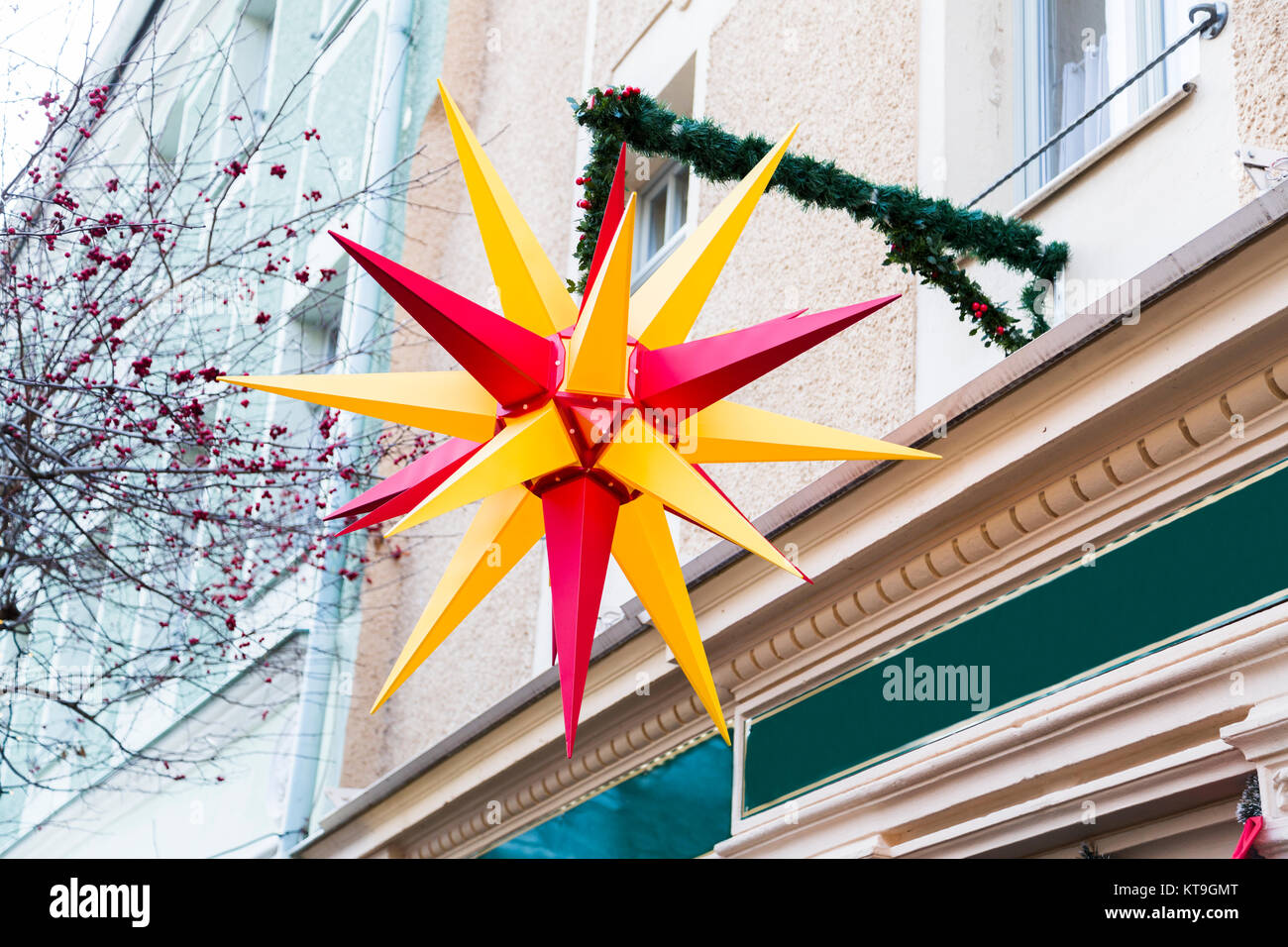 Christmas gold yellow and red big plastic traditional german star ...
