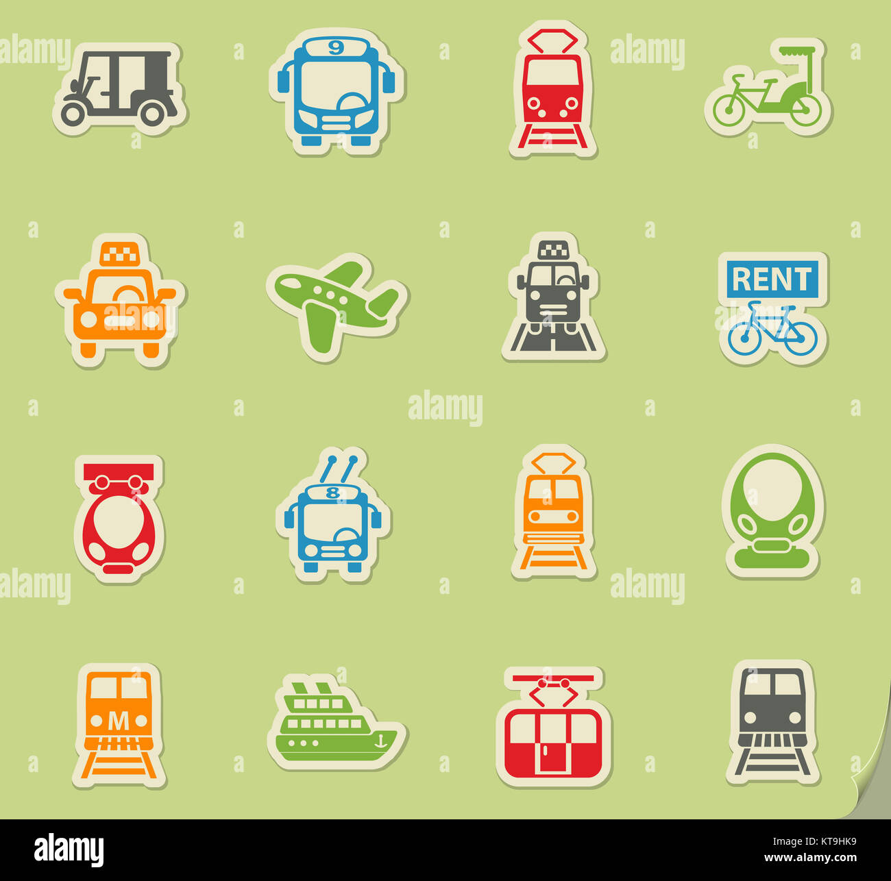 public transport icon set Stock Photo - Alamy