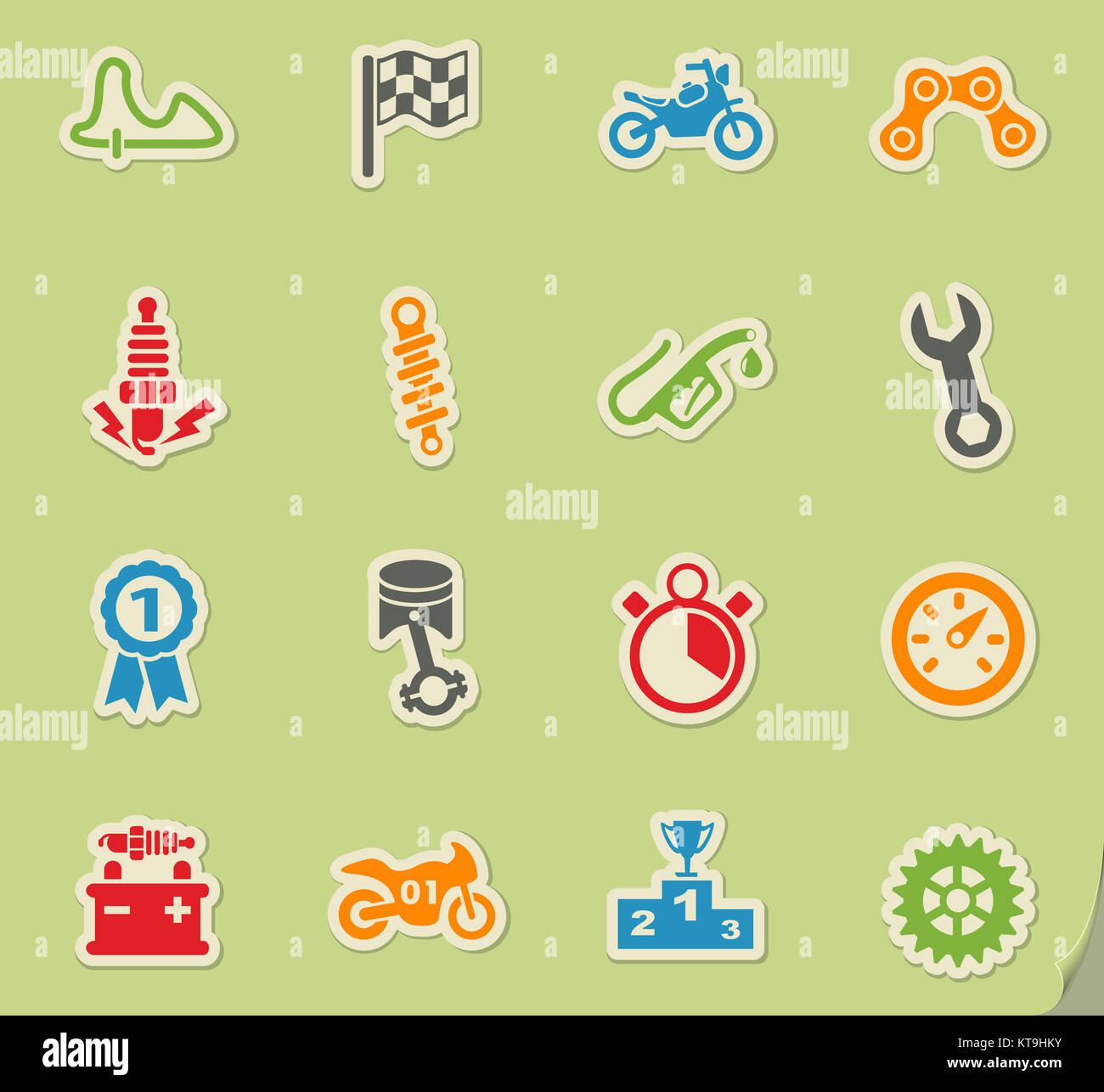 moto racing icon set Stock Photo - Alamy