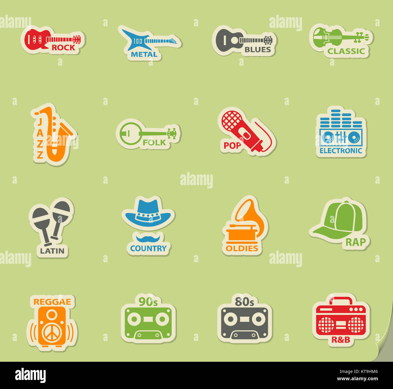musical genre web icons Stock Photo - Alamy