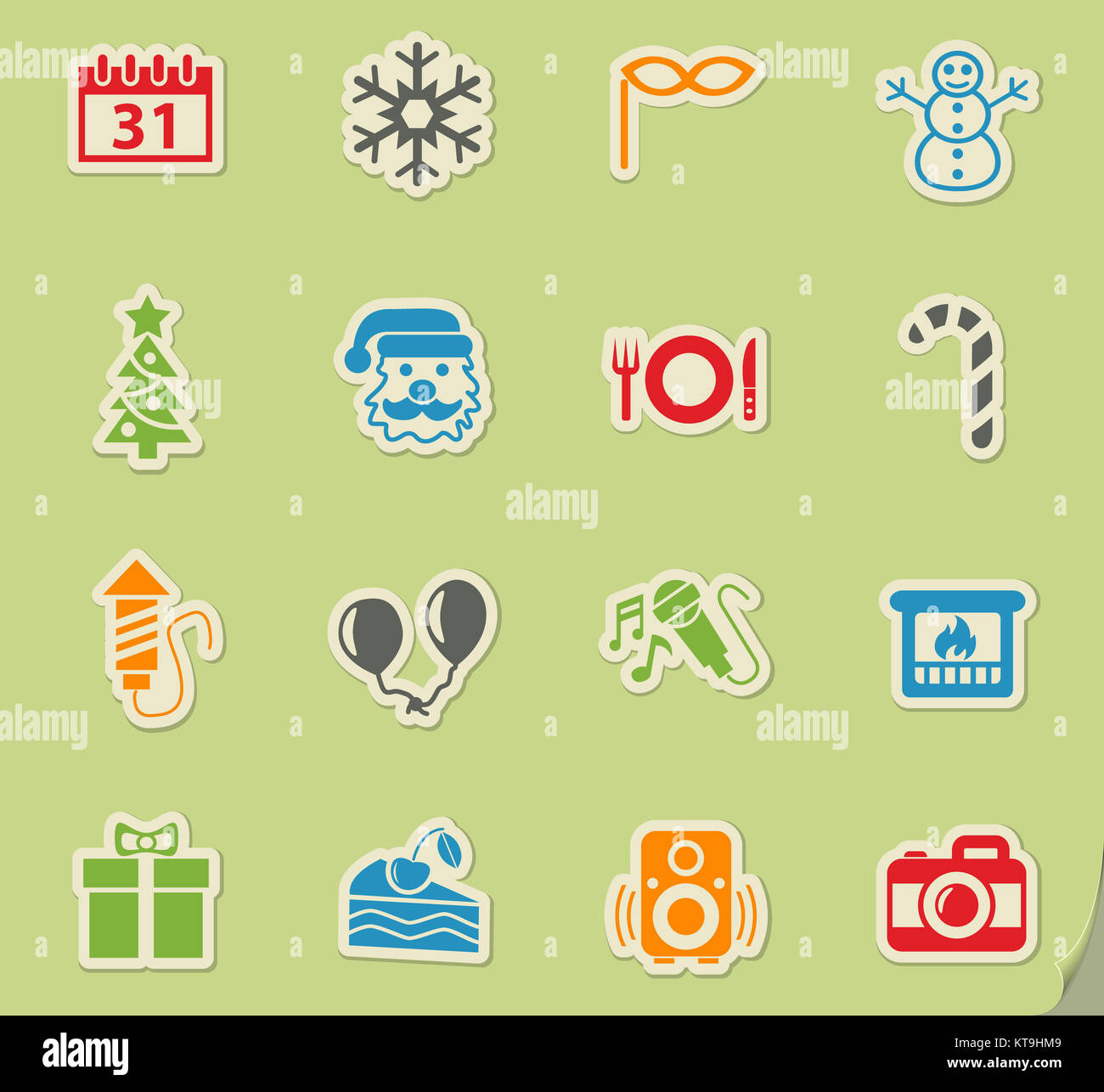 new year icon set Stock Photo - Alamy