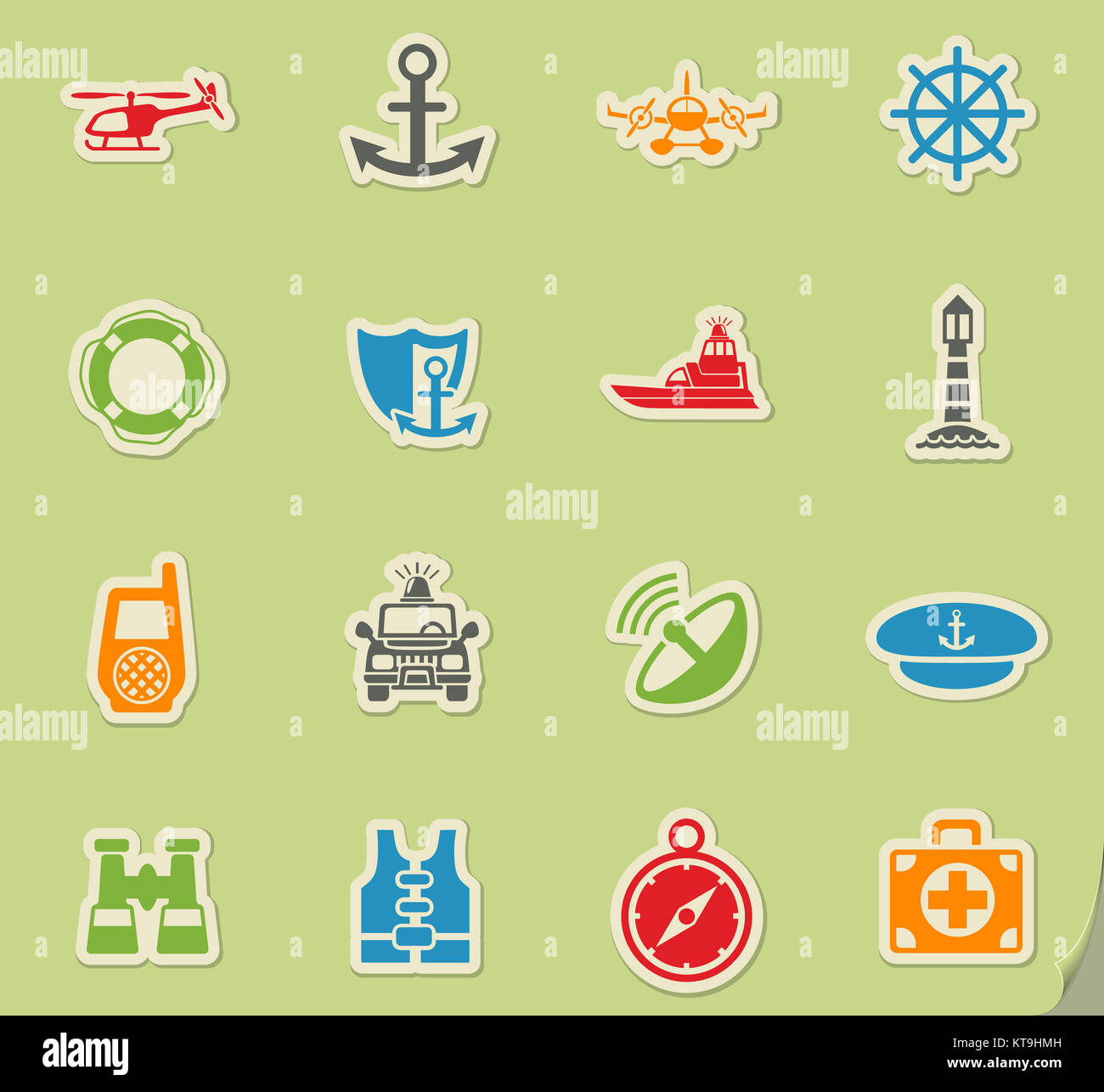 coastguard icon set Stock Photo - Alamy