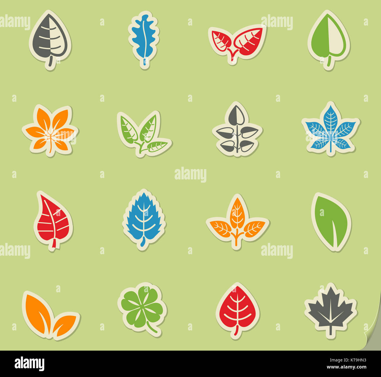 leaves icon set Stock Photo - Alamy
