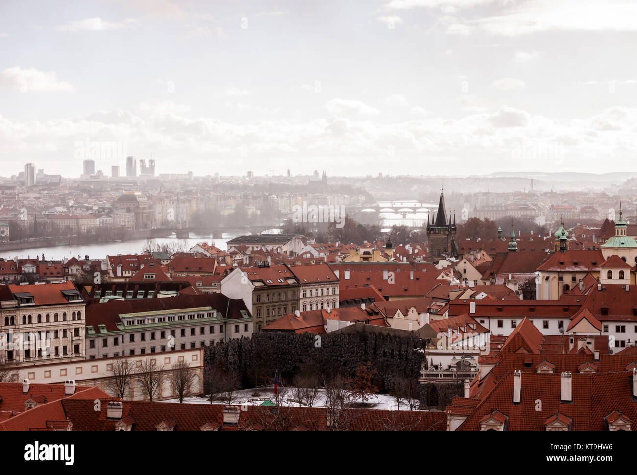 panoramic view at Prague red roofs Stock Photo - Alamy