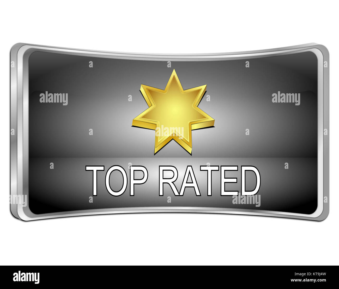 silver Top Rated Button - 3D illustration Stock Photo - Alamy