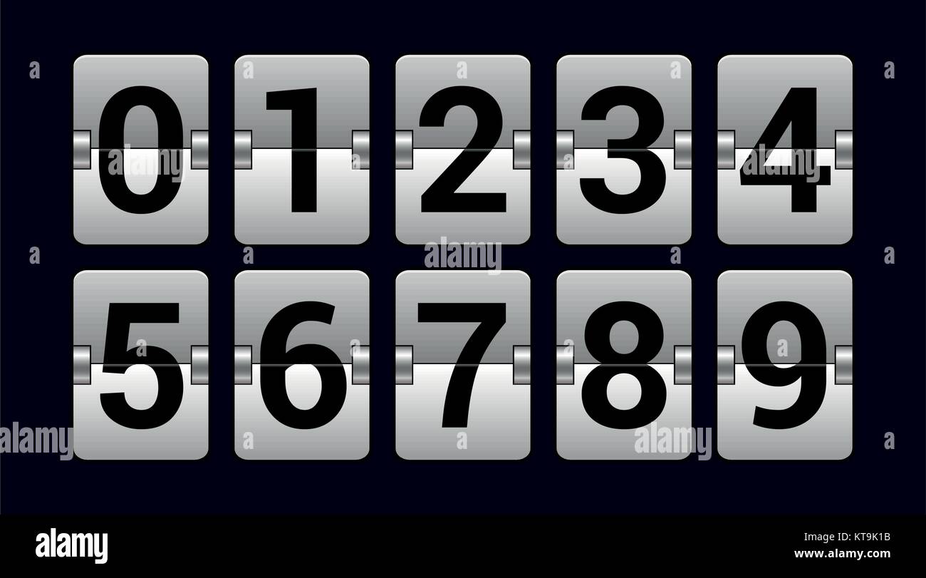 Set of numbers on a scoreboard - realistic vector isolated object Stock ...