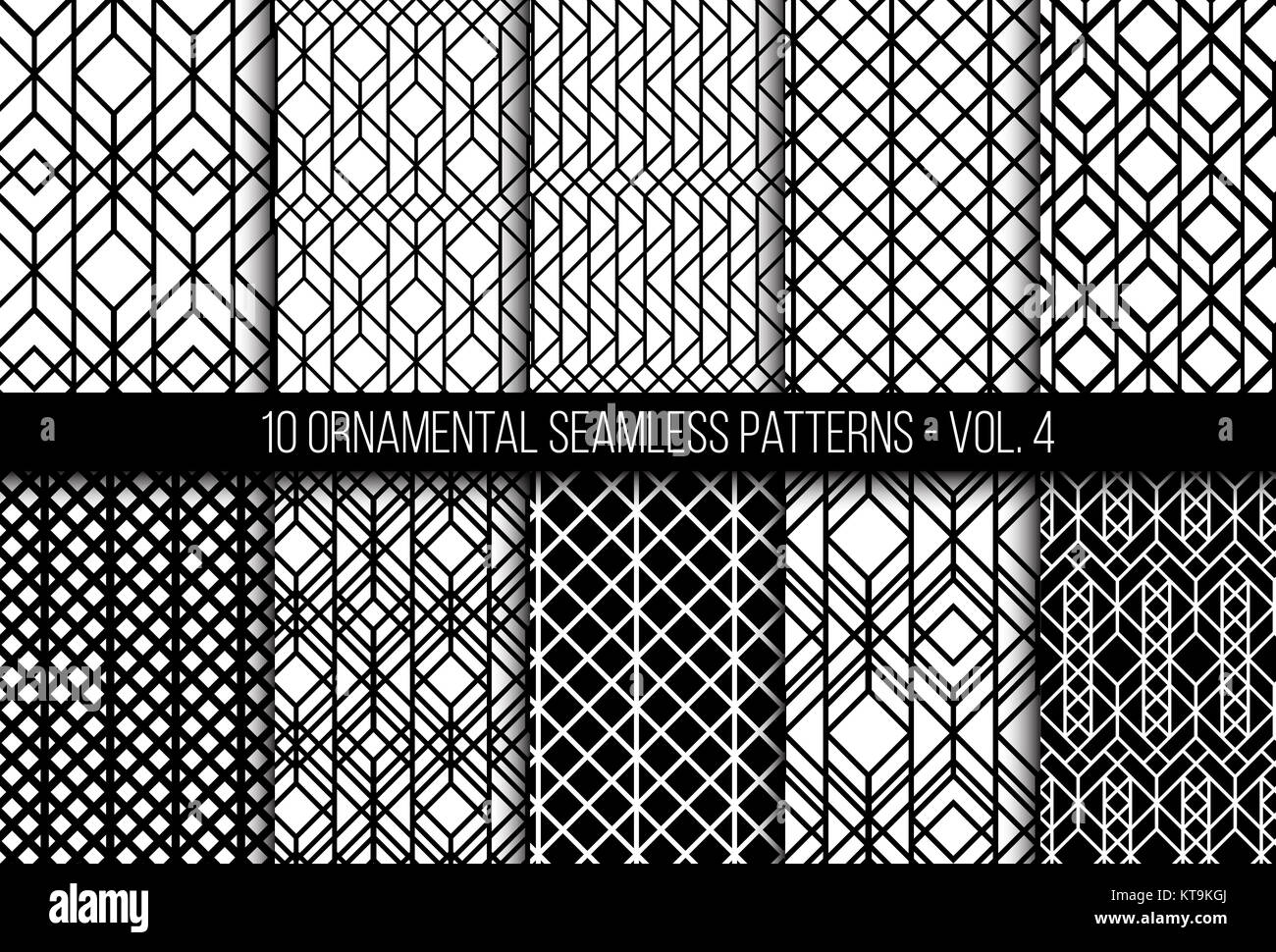 Set of universal different geometric seamless patterns Stock Photo - Alamy