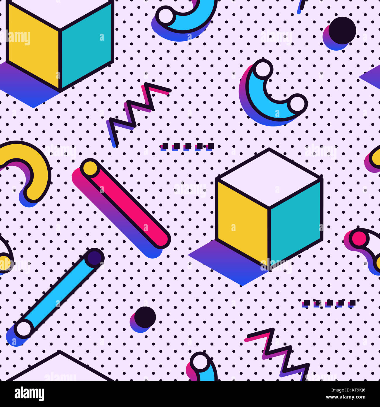 Seamless pattern in Memphis style Stock Photo - Alamy