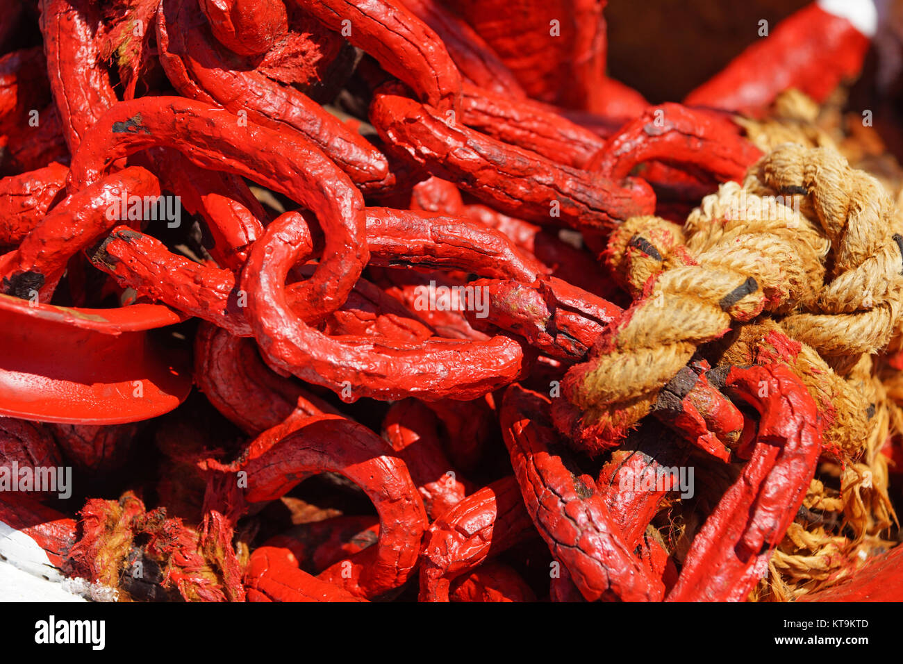 Red nautical chains Stock Photo - Alamy