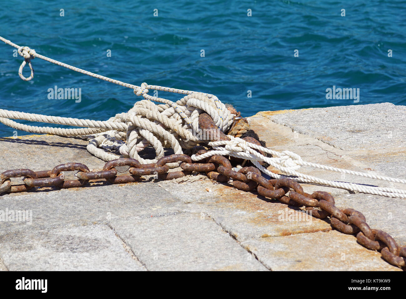 nautical anchor chains on the pier Stock Photo - Alamy