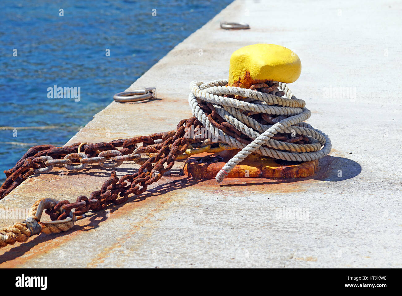nautical anchor chains on the pier Stock Photo - Alamy