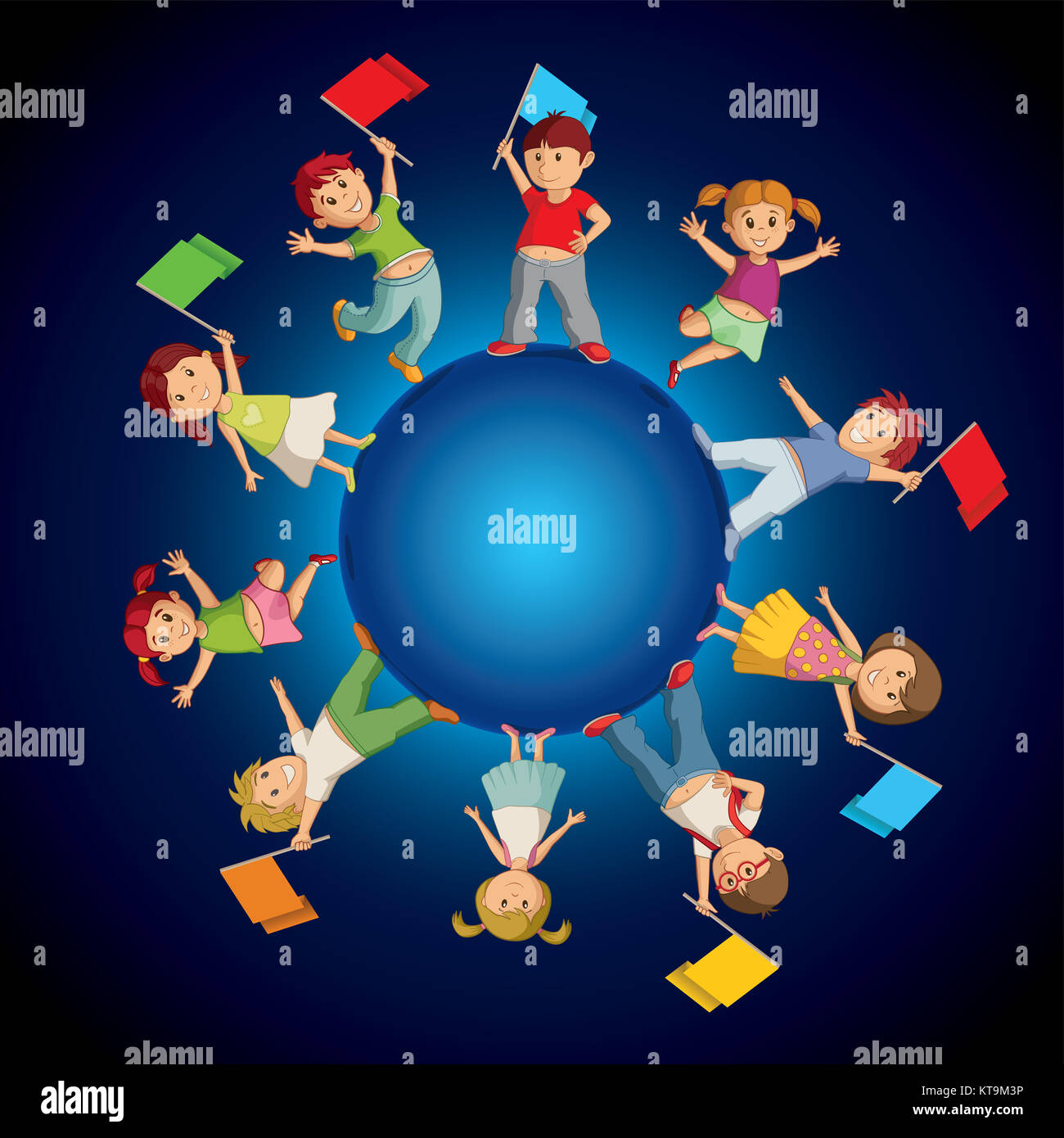 Children world flags group hi-res stock photography and images - Alamy
