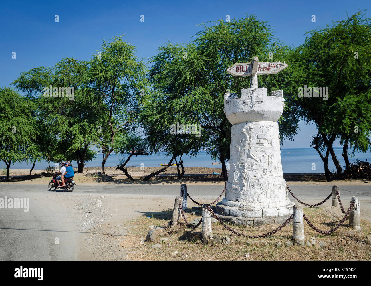 old portuguese colonial road sign monument in dili east timor leste ...