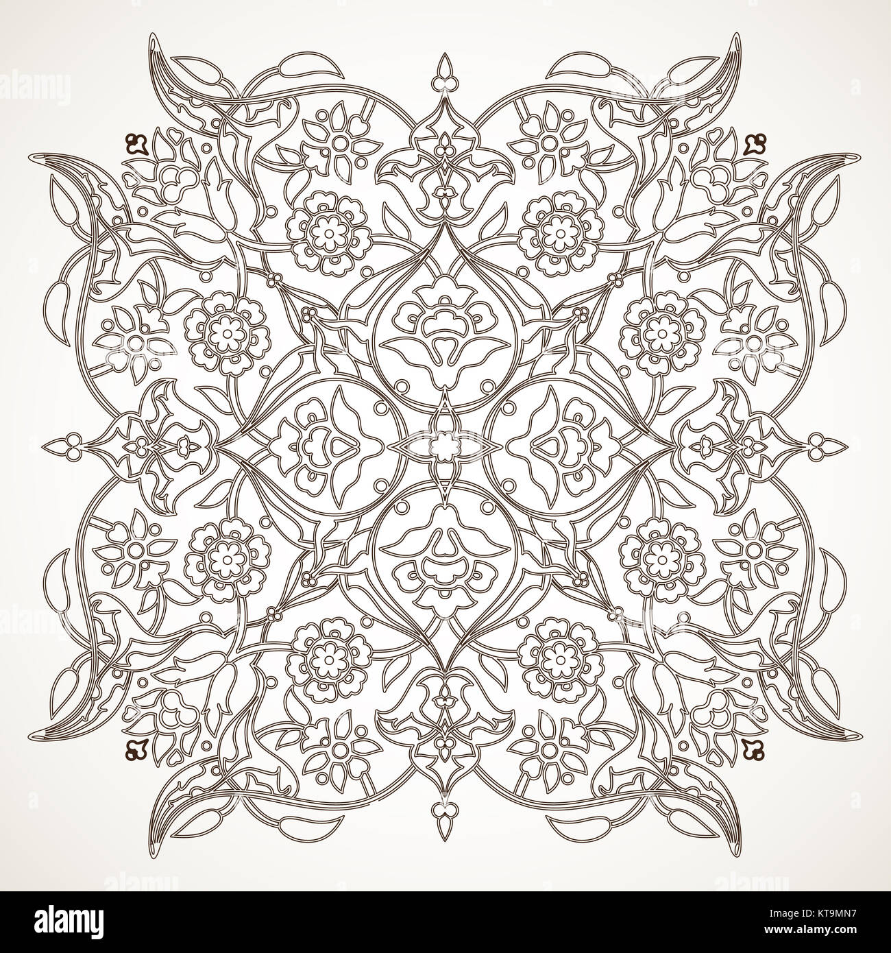 Arabesque vintage outline floral decoration print for design tem Stock ...