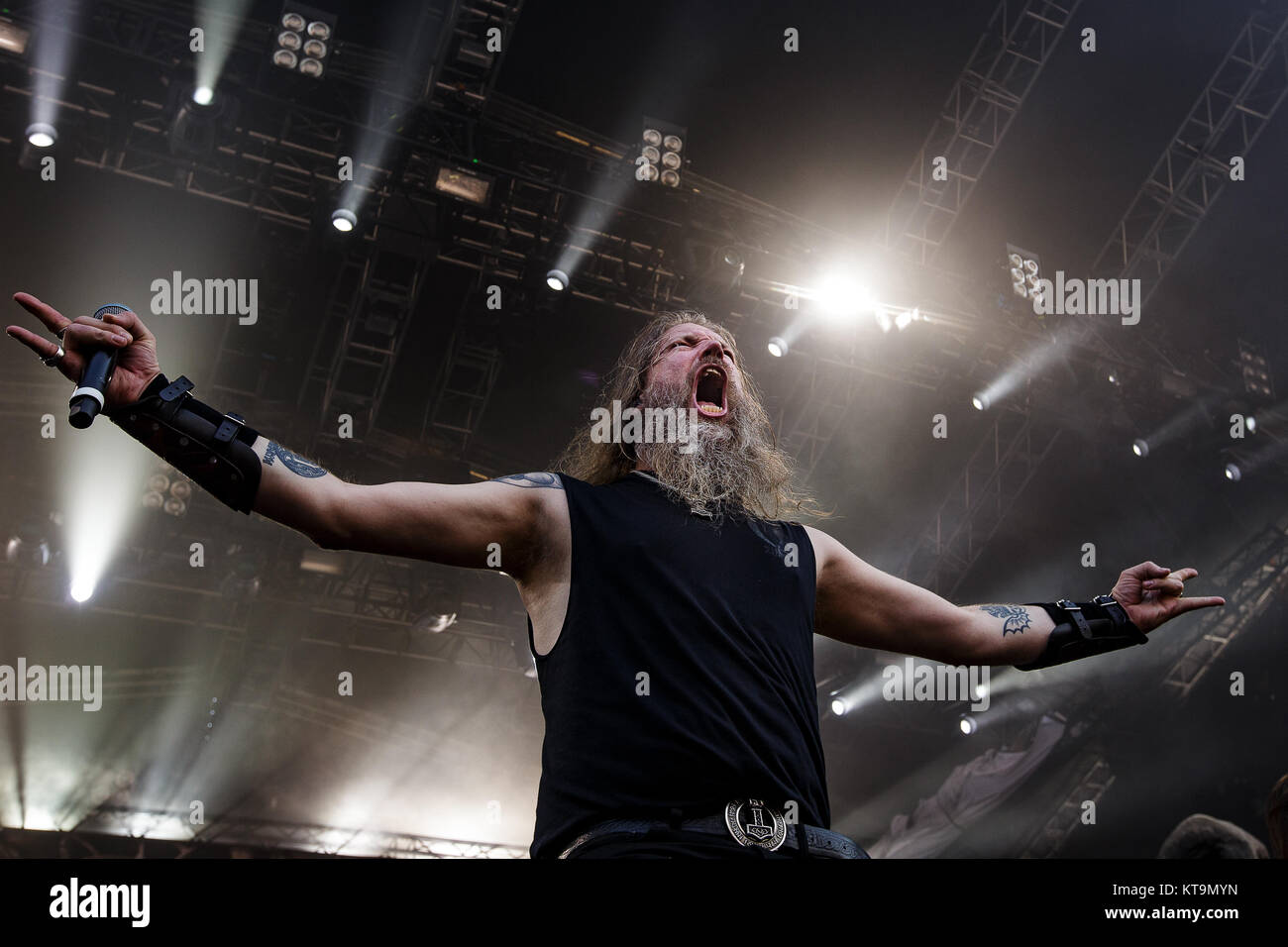 The Swedish melodic death metal band Amon Amarth performs a live ...