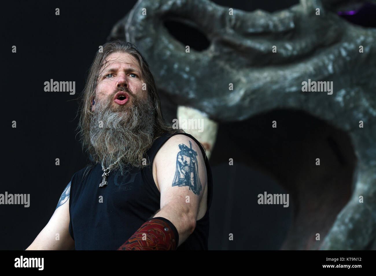 The Swedish melodic death metal band Amon Amarth performs a live ...