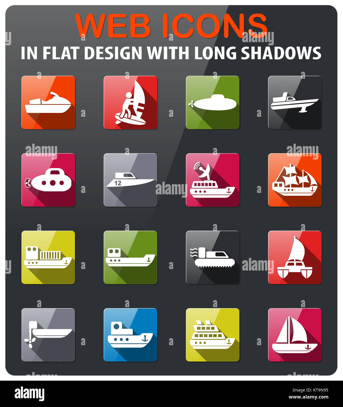 water transport icon set Stock Photo - Alamy