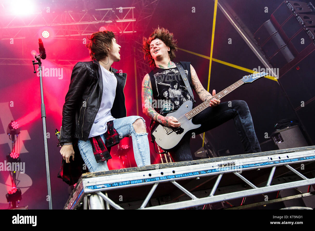 The English metalcore band Asking Alexandria performs a live concert at ...