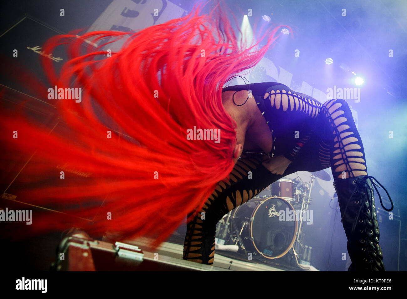The American heavy metal band Butcher Babies performs a live concert at ...