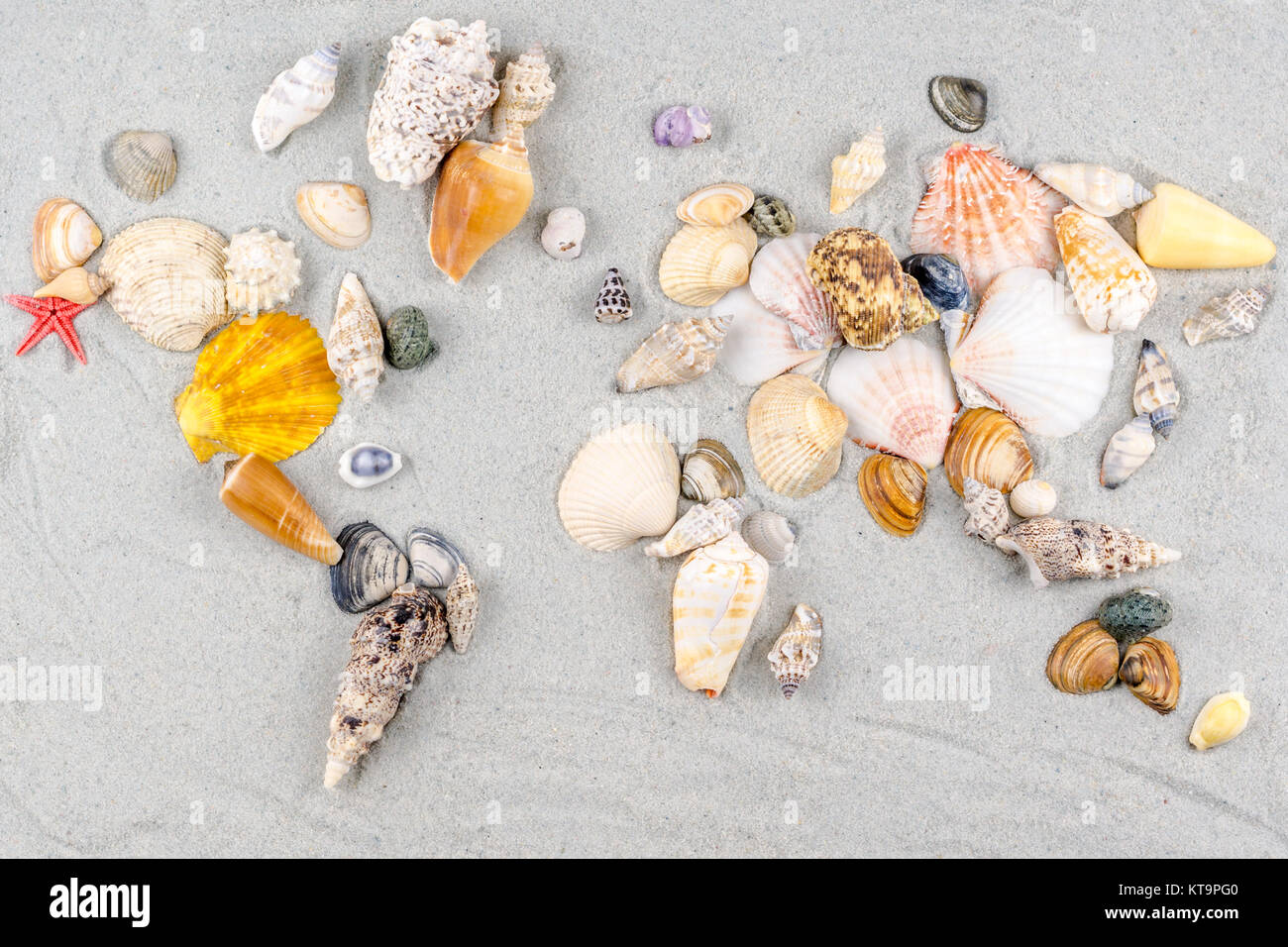 Map world made shells hi-res stock photography and images - Alamy