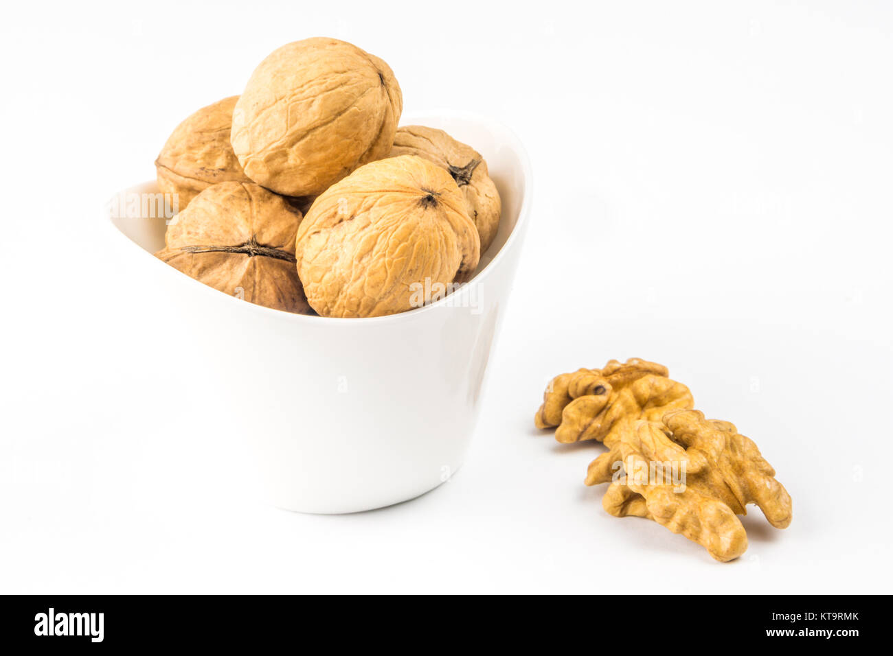 closeup view of wallnuts on white background Stock Photo - Alamy