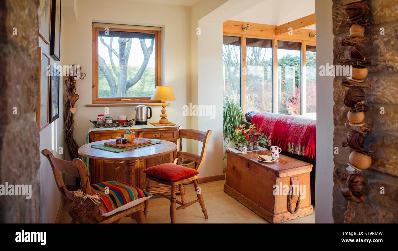 Log Cabin Dining Area Stock Photo - Alamy