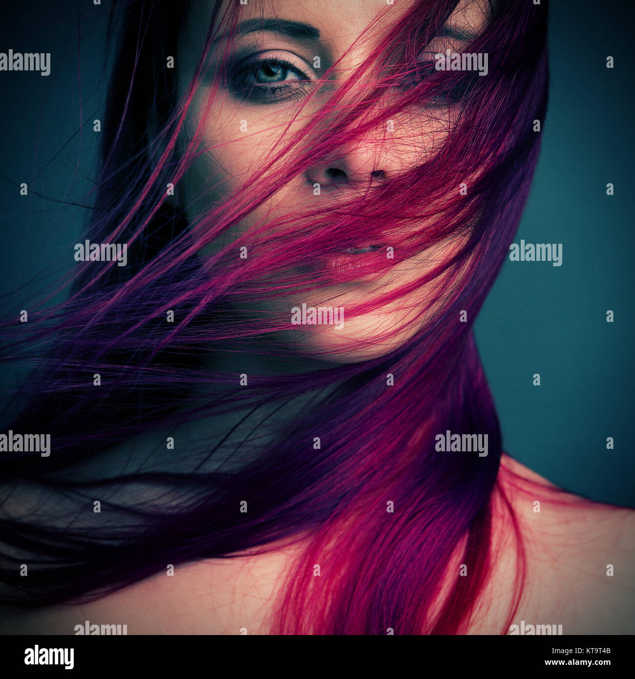 dramatic portrait attractive girl with red hair Stock Photo - Alamy