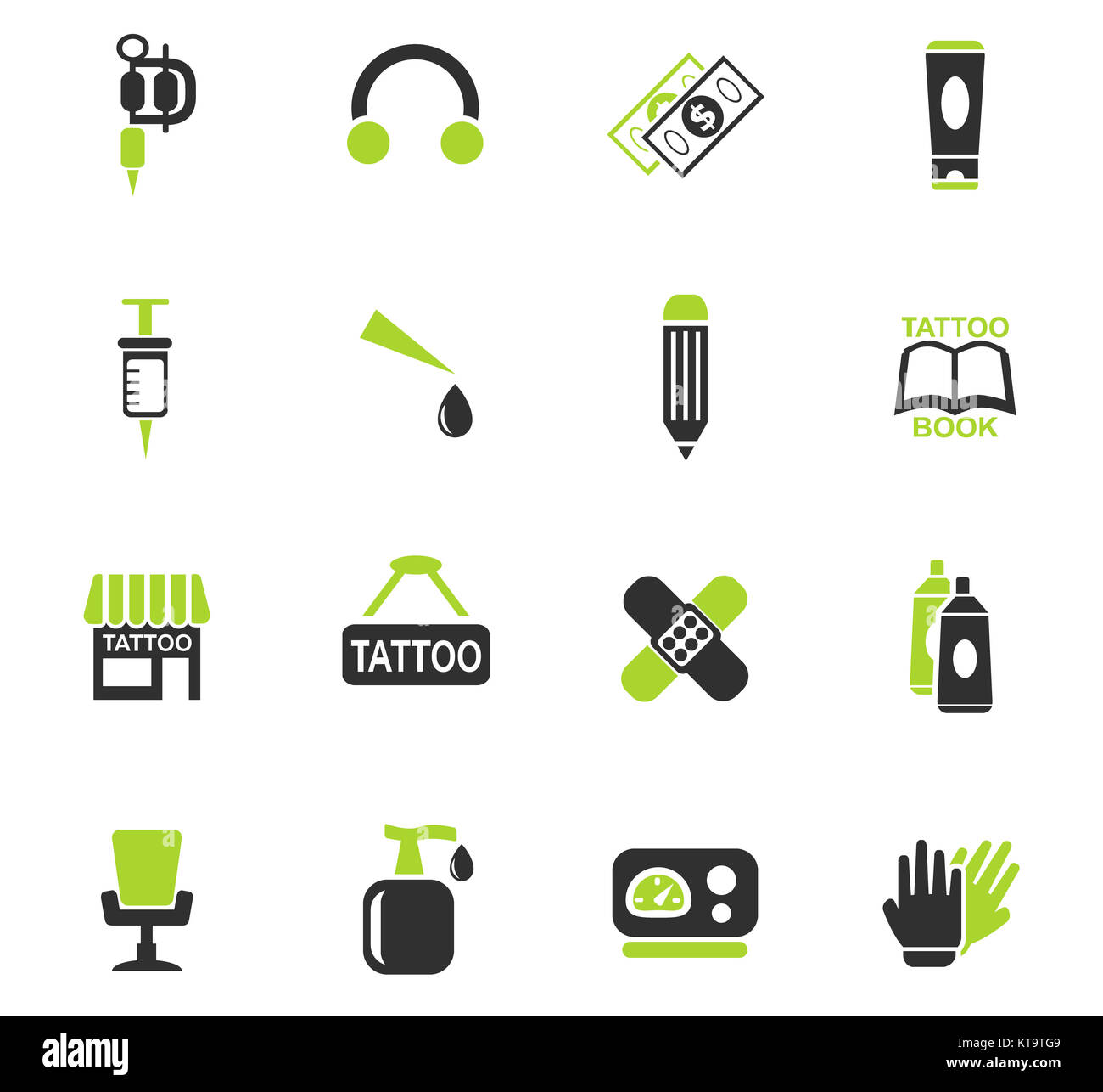 tattoo salon icon set Stock Photo - Alamy