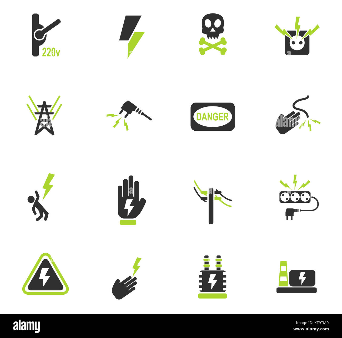 high voltage icon set Stock Photo - Alamy