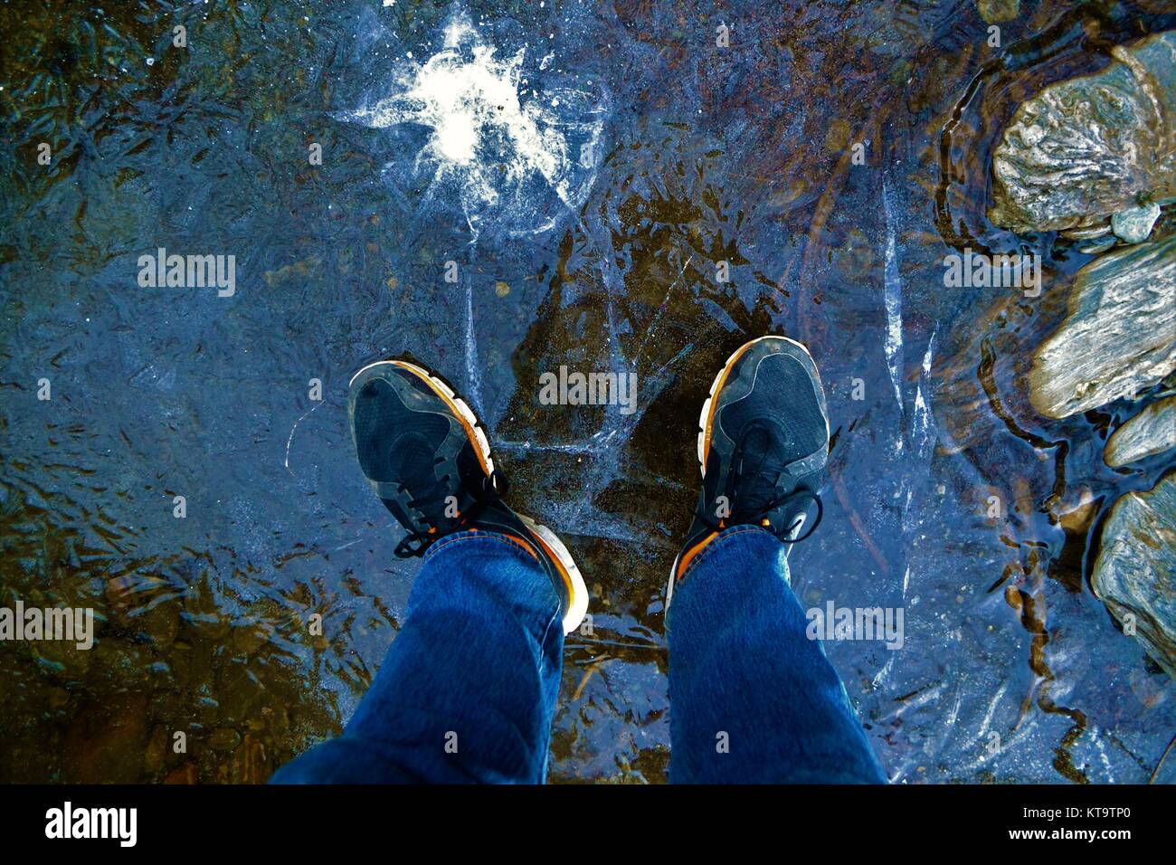 crack in the ice Stock Photo - Alamy