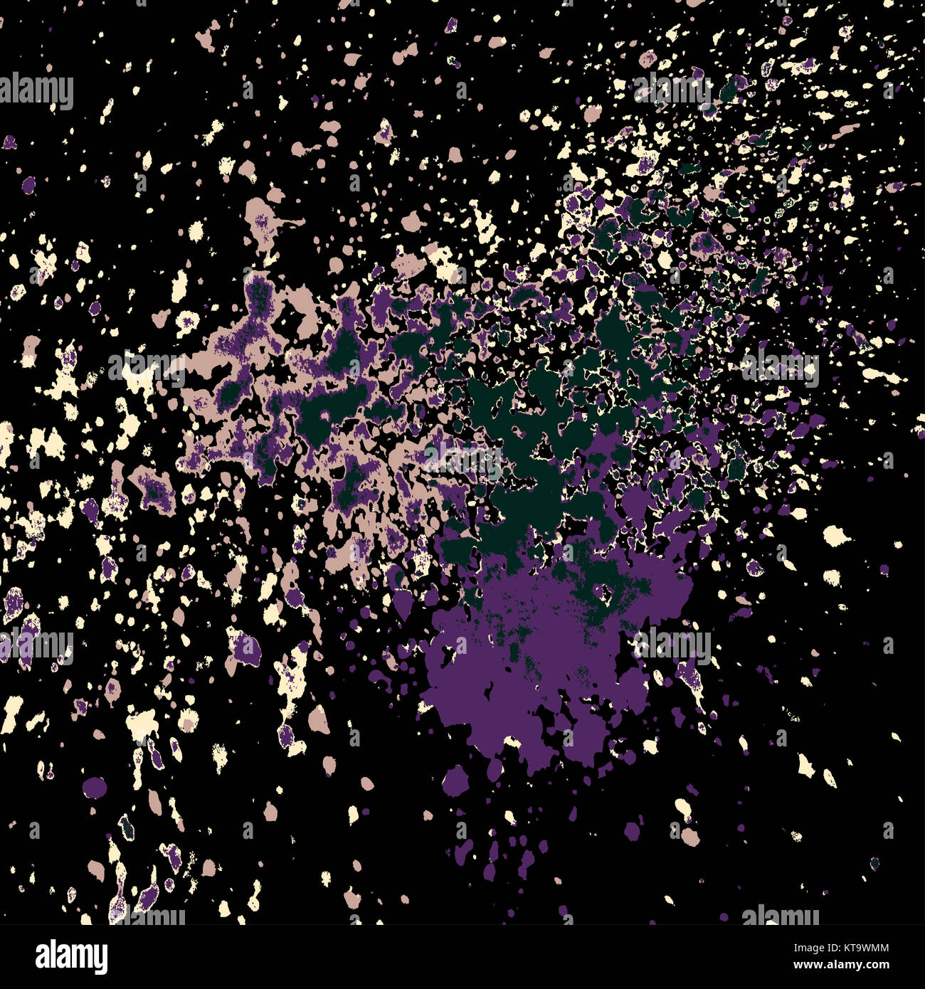 Colorful acrylic paint splatter shiny, blob on black background Stock ...