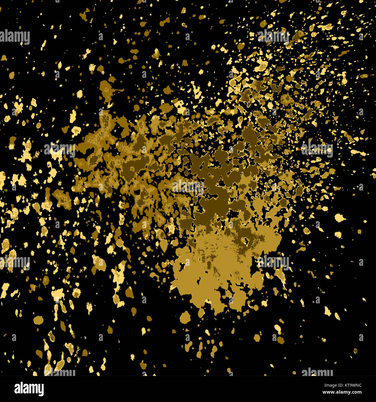 Vector gold paint splash, splatter, and blob shiny on black back Stock ...