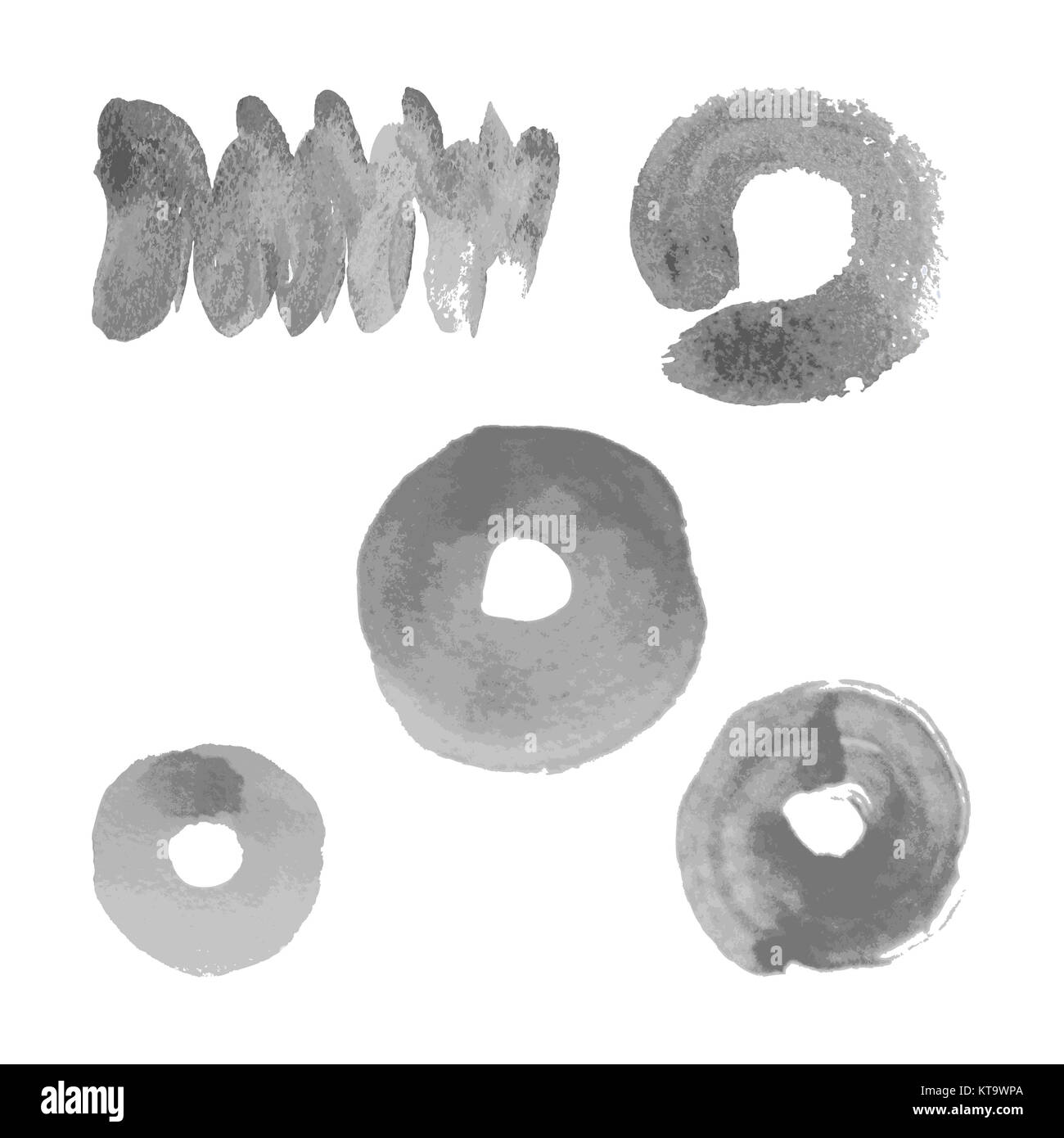 Vector silver paint smear stroke stain set on white background Stock ...