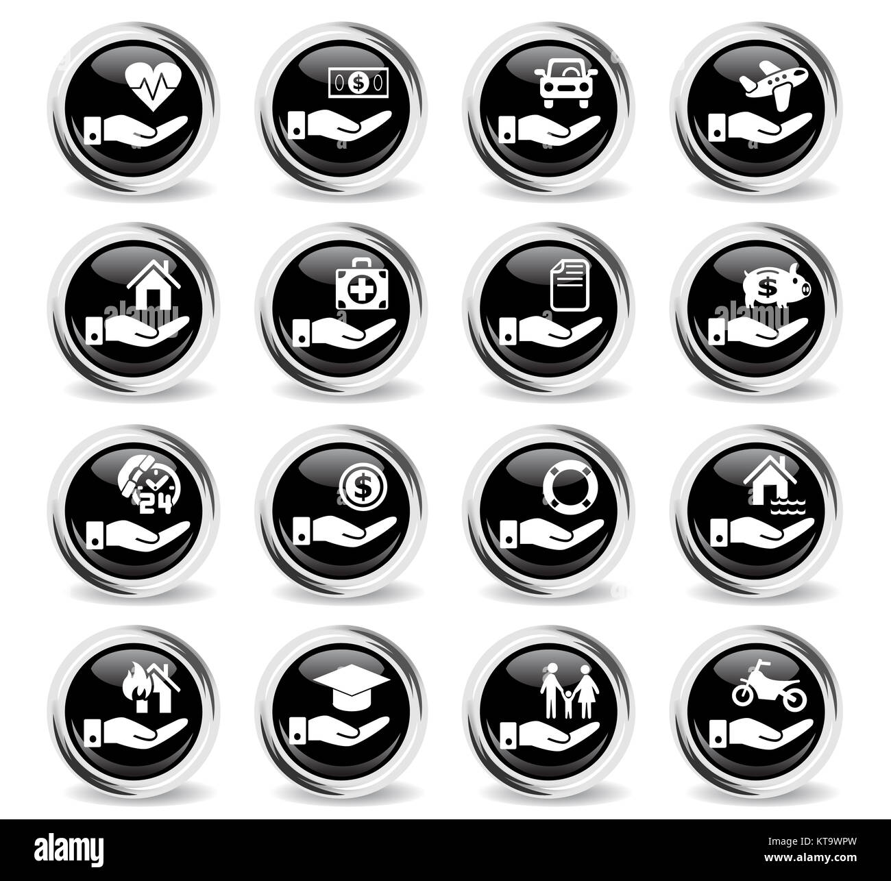 insurance hand icon set Stock Photo - Alamy