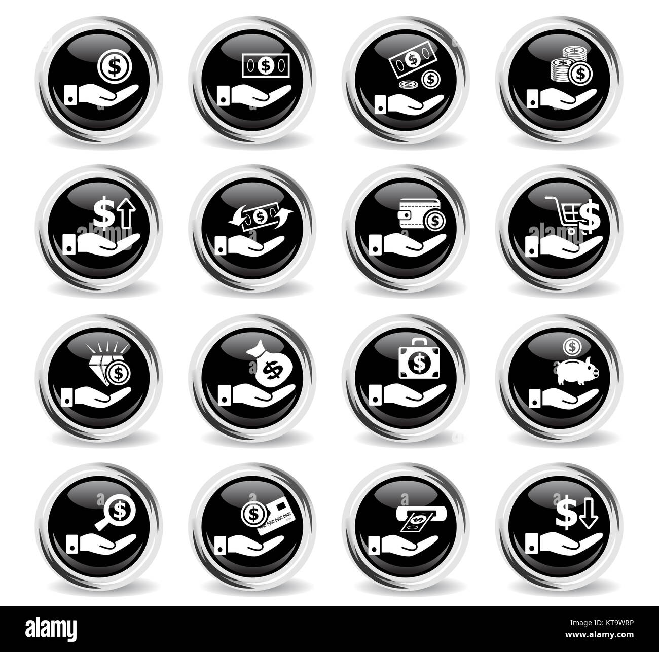 hand and money icon set Stock Photo - Alamy