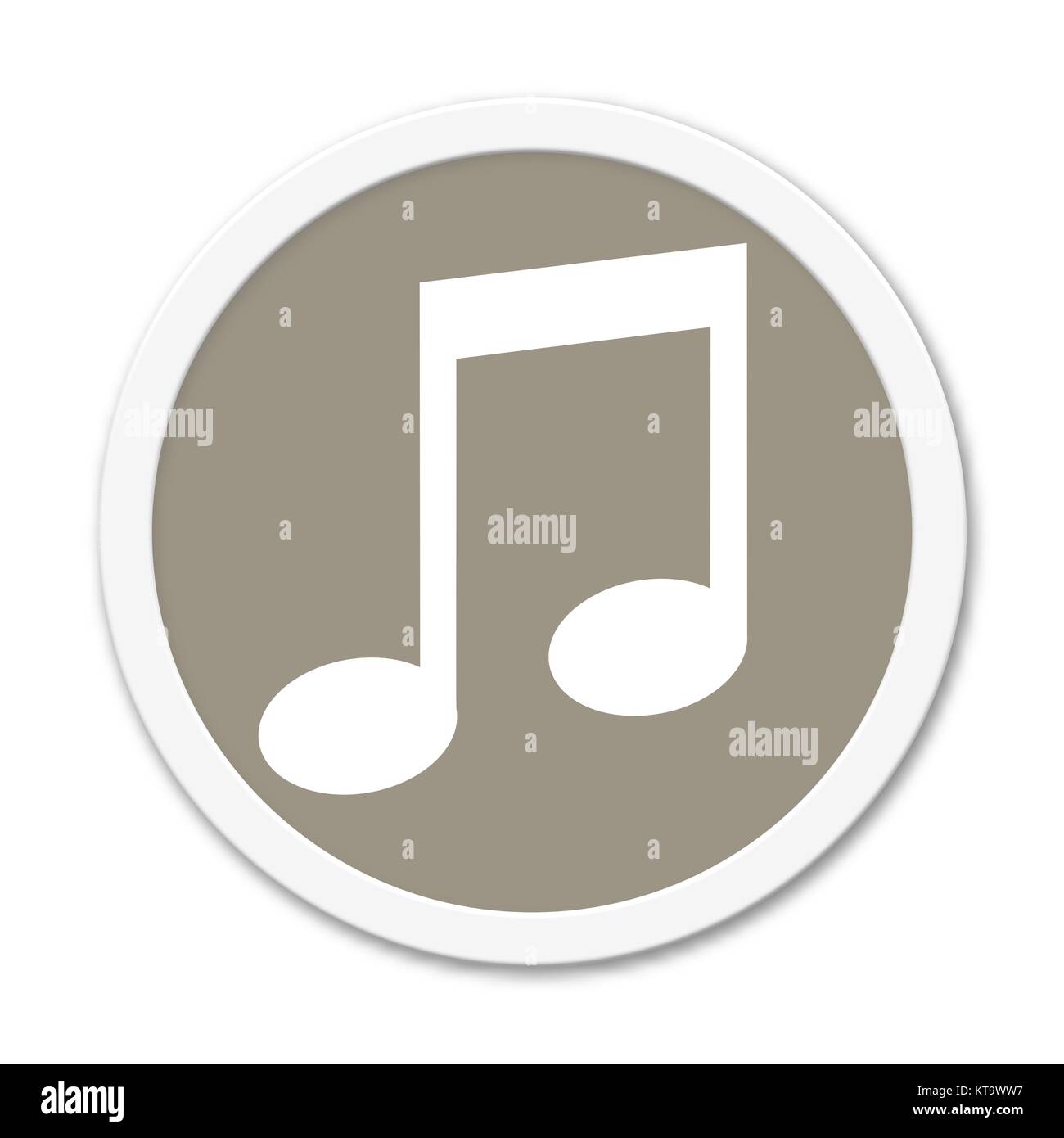 Runder isolierter Button mit weißem Rand zeigt Musik Stock Photo - Alamy