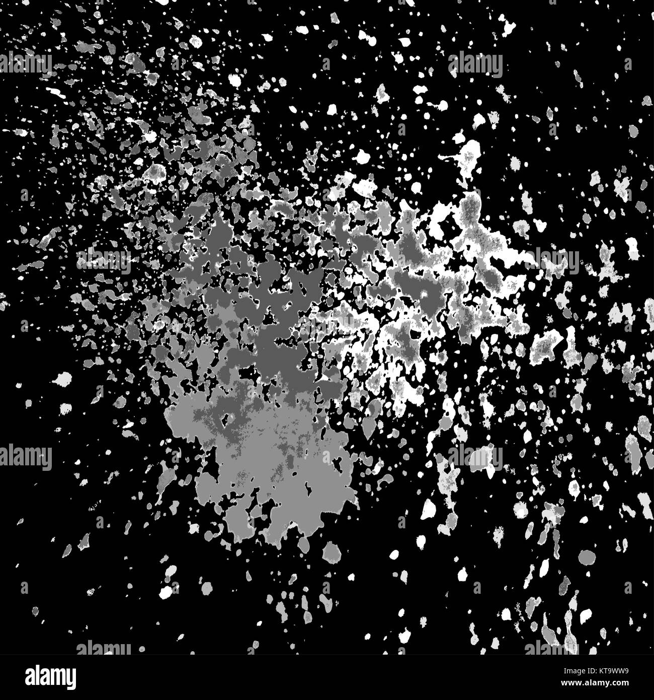 Vector silver paint splash, splatter, and blob shiny on black ba Stock ...