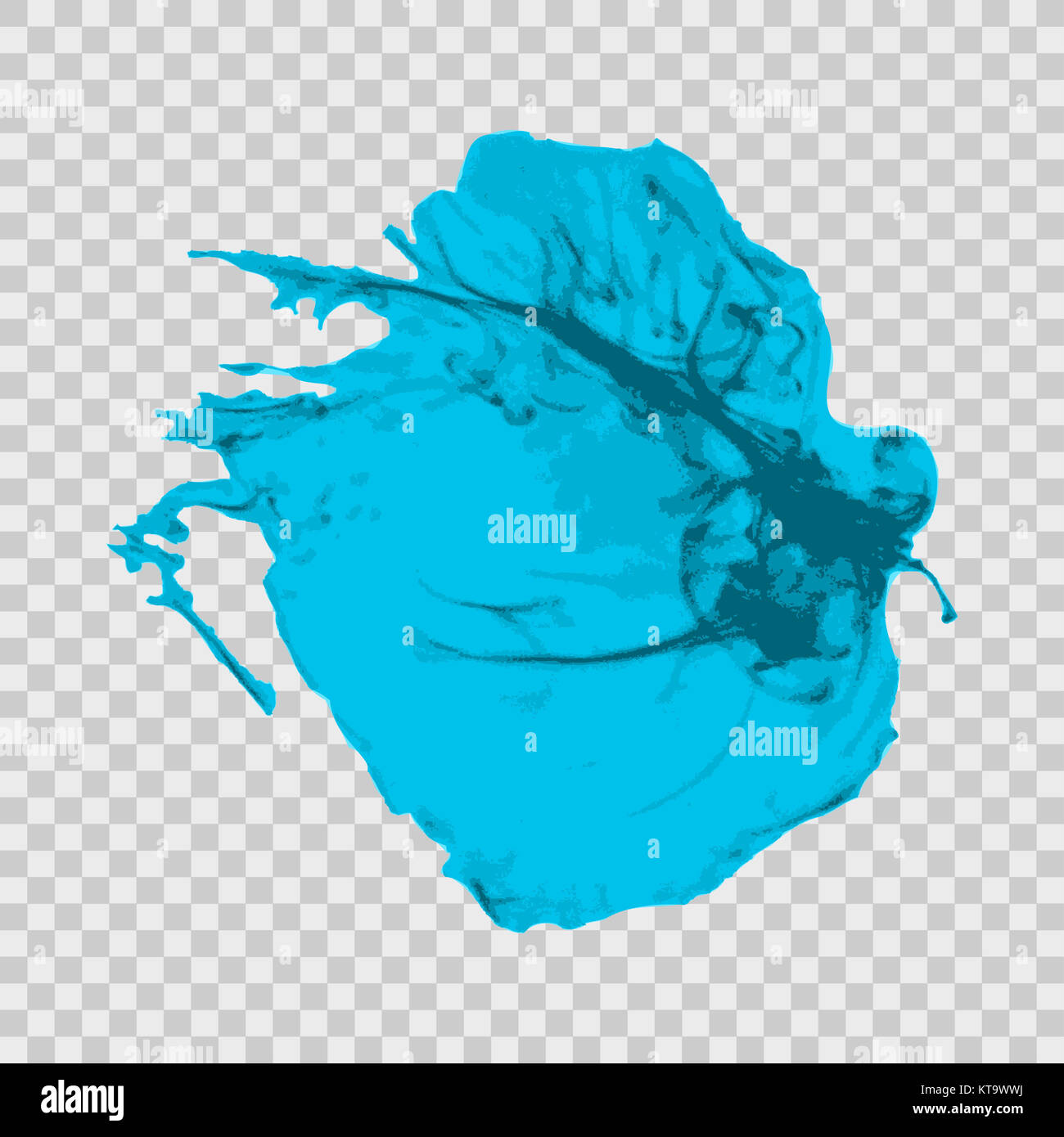Cyan brush paint stroke with rough edges isolated on transparent Stock ...