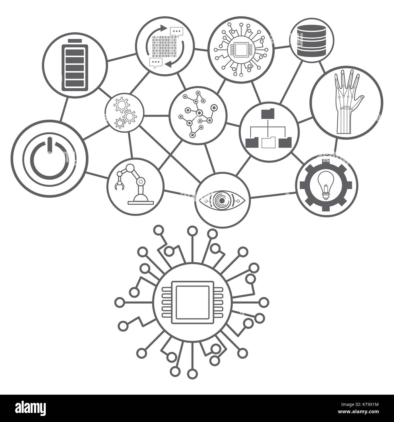 Artificial intellect icons line Cut Out Stock Images & Pictures - Alamy