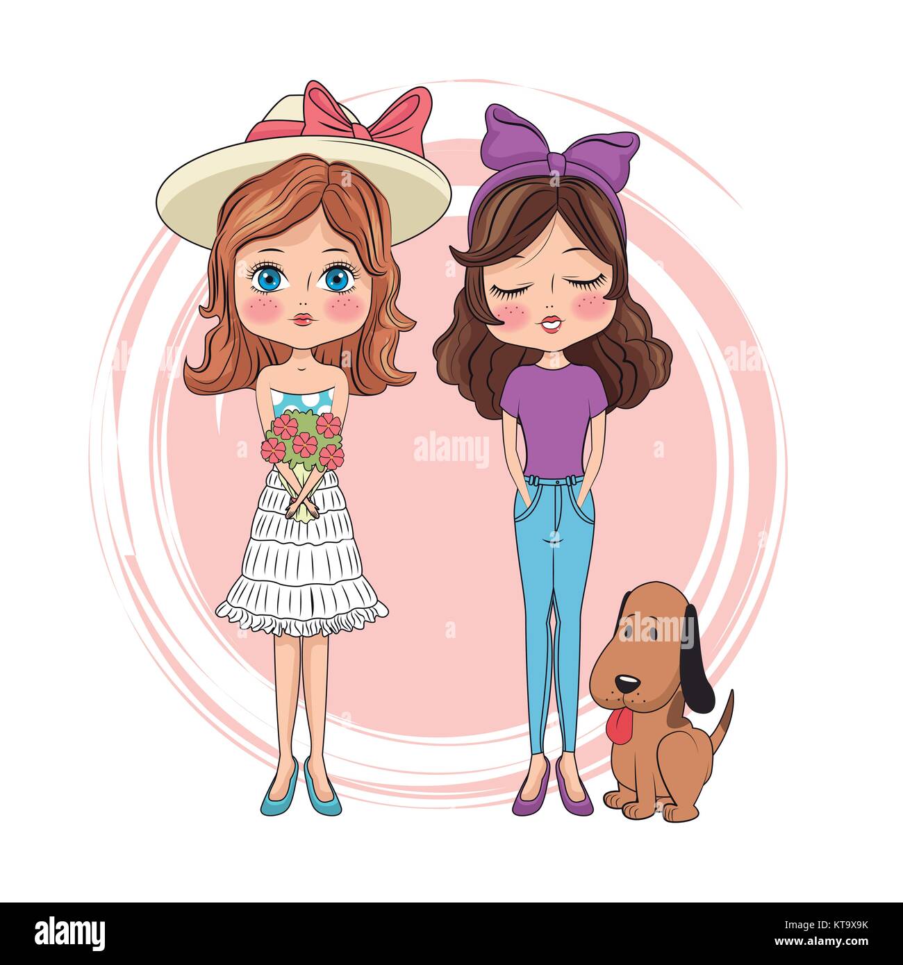 Cute girls friends Stock Vector Image & Art - Alamy