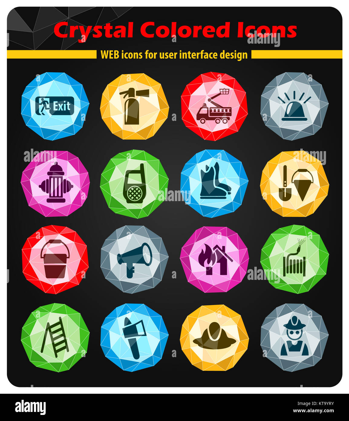 fire brigade icon set Stock Photo - Alamy