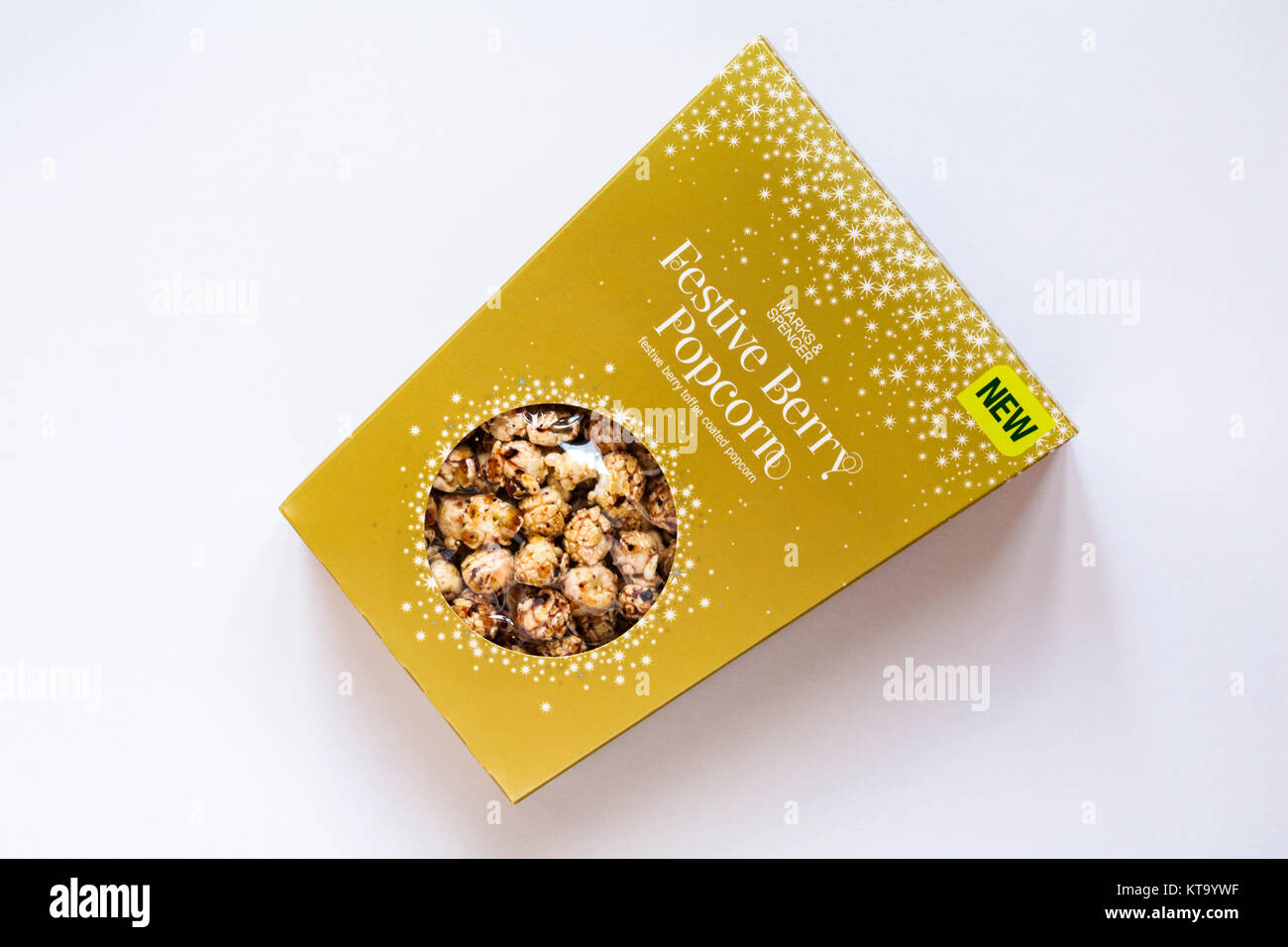 Box of Marks & Spencer Festive Berry Popcorn isolated on white ...