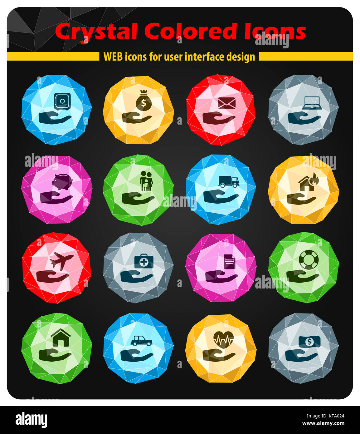 insurance hand icon set Stock Photo - Alamy