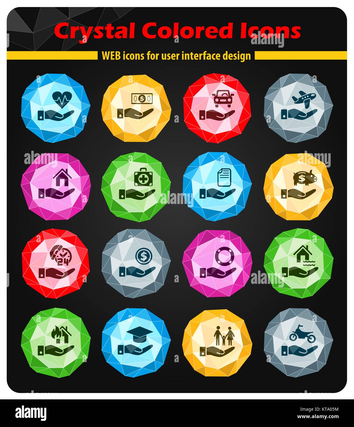 insurance hand icon set Stock Photo - Alamy